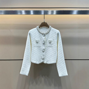 25早秋新款法式小香风重工钉钻圆领气质短款开衫-阿里巴巴