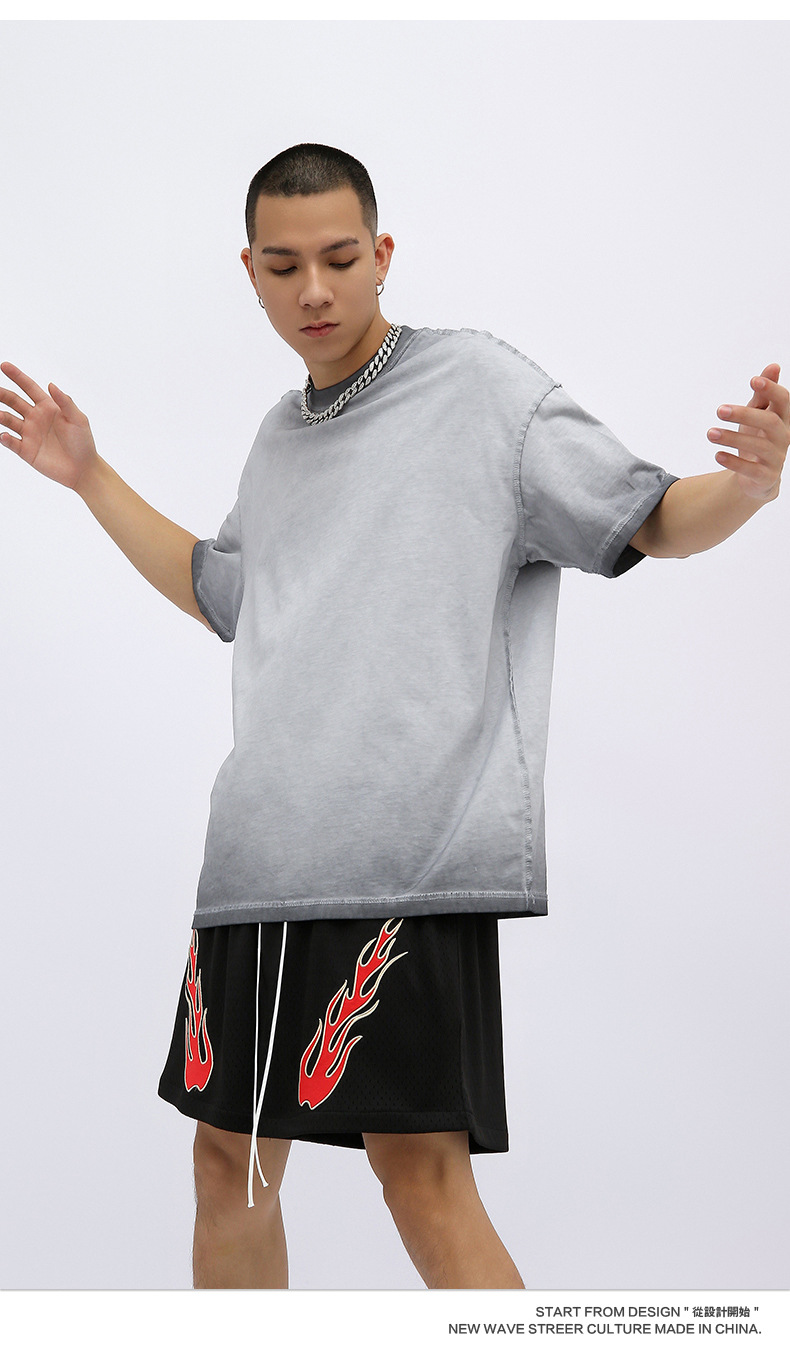 RFSD男装|重磅洗水工艺短袖t恤290g重磅潮牌t恤重工反炒圆领短袖-阿里巴巴