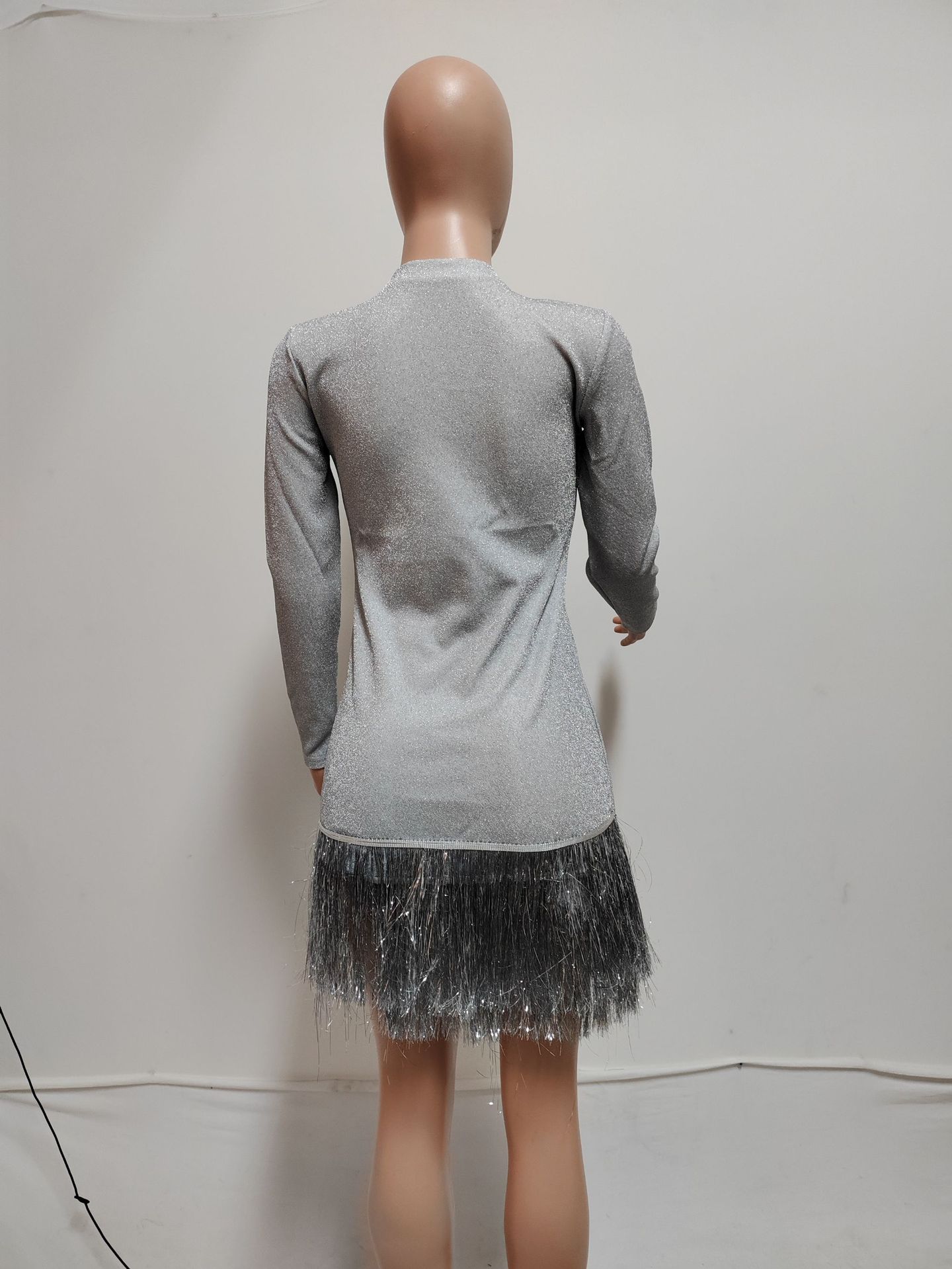 GT9165复合面料双层流苏连衣裙合体显瘦连衣裙现货-阿里巴巴