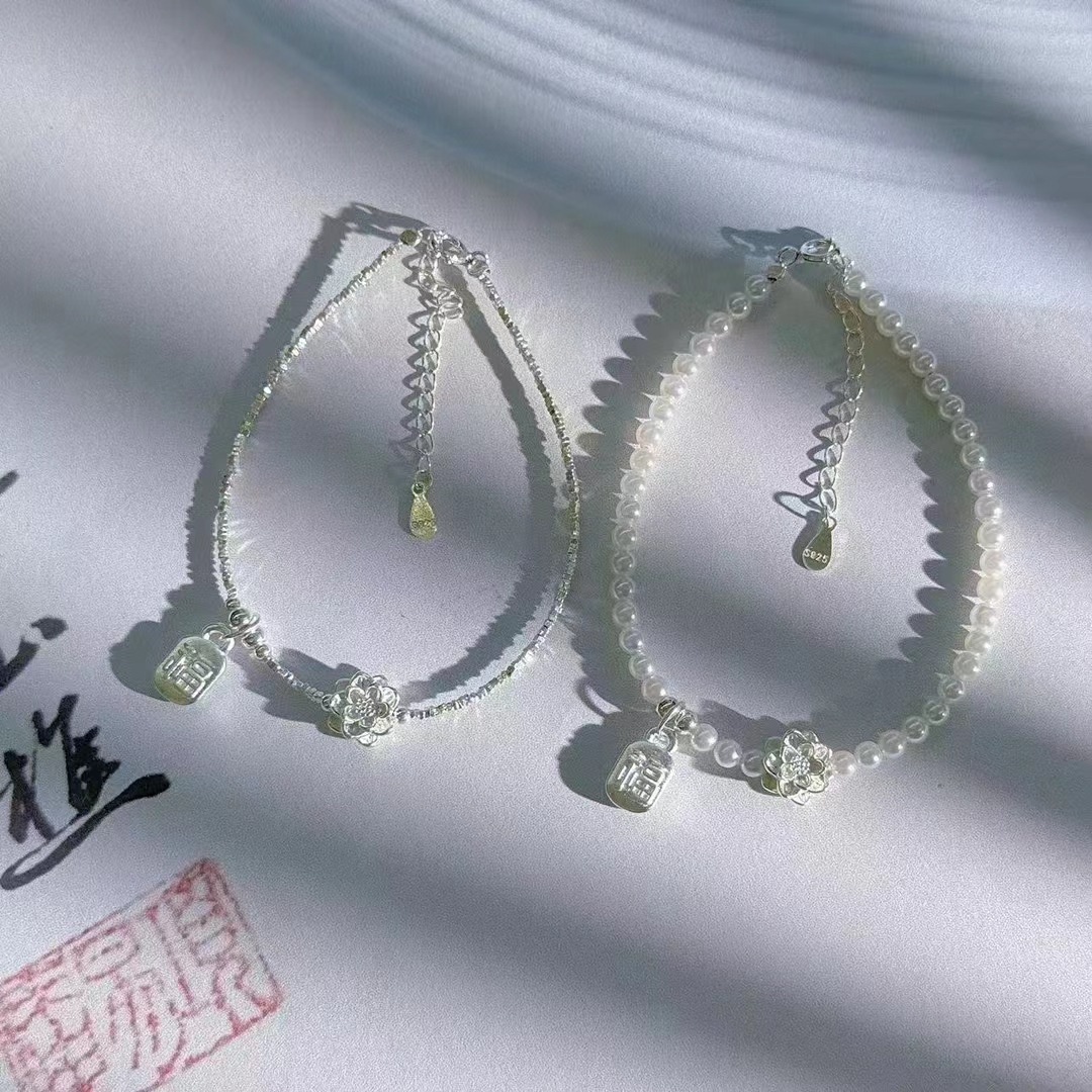 Silver Silver Lotus Bracelet Fashion All-match Light Luxury Style ...