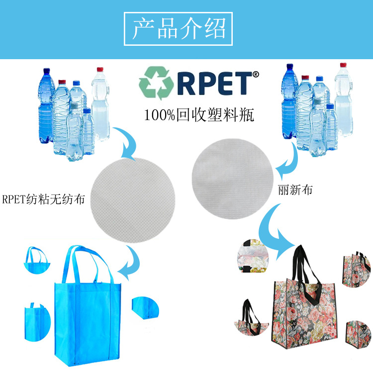 覆膜RPET丽新布袋腹膜丽新布超市购物手提袋RPET矿泉水瓶回收料袋-阿里巴巴