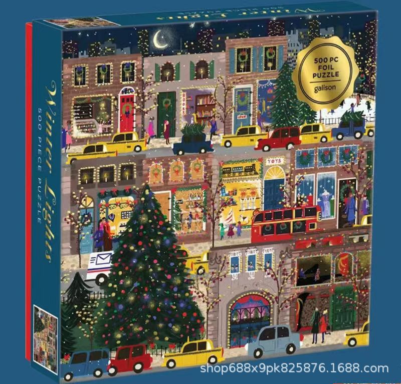 Winter lamp puzzle set with puzzle blanket glue scraper Christmas ...