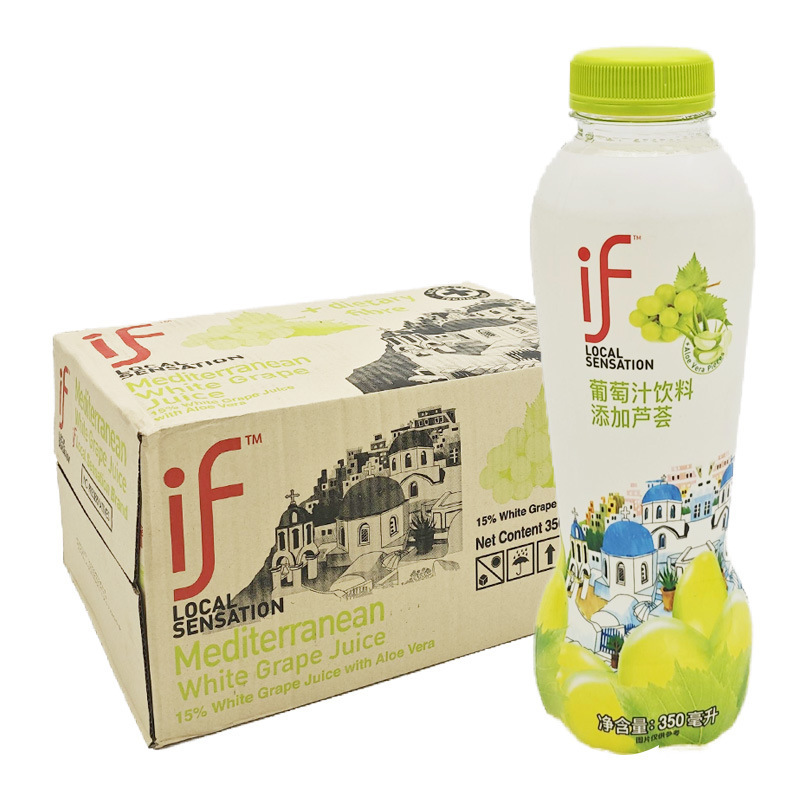 泰国进口if葡萄汁/荔枝水添加芦荟果肉饮料350ml*24瓶 多口味可选-阿里巴巴