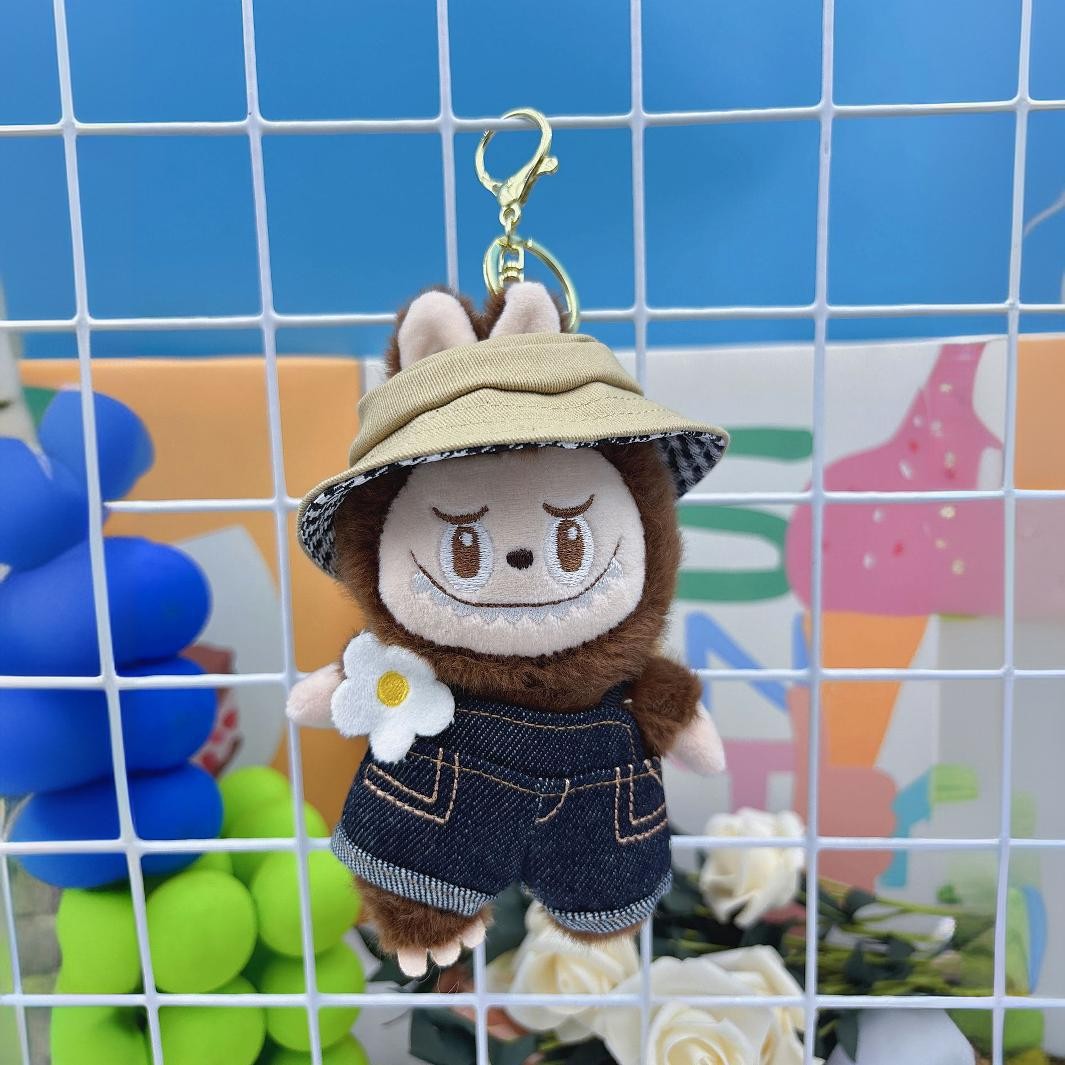 跨境牛仔裤拉布布毛绒钥匙扣包包挂件可爱labubu公仔玩偶背包挂饰-阿里巴巴