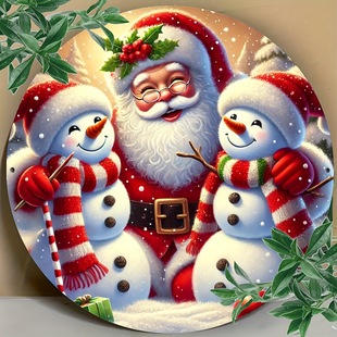 跨境圣诞老人圆形的木质摆件标志客厅与卧室装饰挂件家居大门挂饰-阿里巴巴