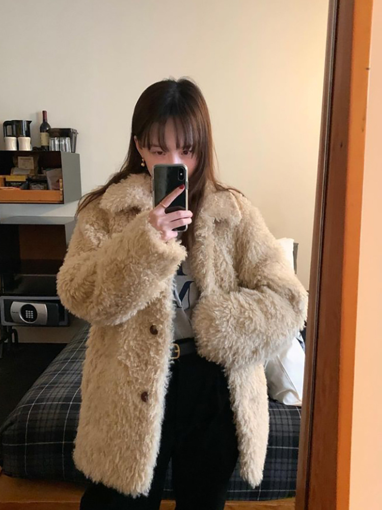 이제 H le * obe 옷깃 모피 양고기 코트 고급 모조 모피 모피 한국 여성 의류 • 1688 • 어이사마켓 | 어이사마켓