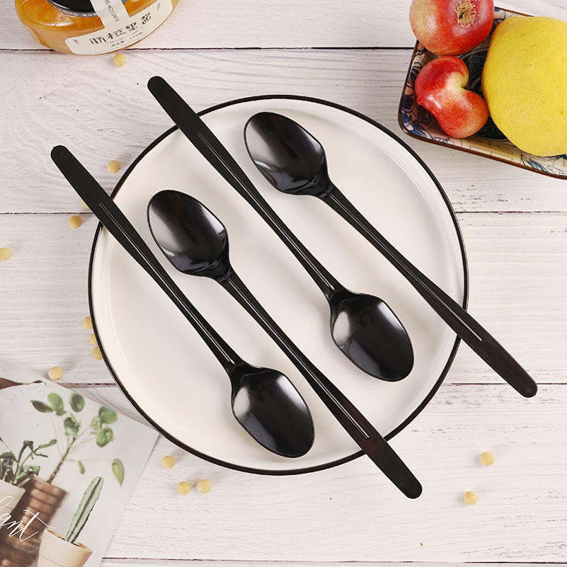 Burning long spoon disposable plastic spoon milk tea 21cm dessert ...