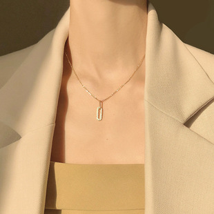 S925纯银镀14K金双环项链女气质简约吊坠小众ins轻奢高级感锁骨链-阿里巴巴