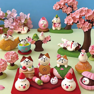 日式猫咪 可爱2025赏花ZAKKA樱花INS潮玩公仔DIY树脂工艺品小摆件-阿里巴巴