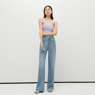 HEY+JEANS高端品质早秋新款微弹抗皱高腰显瘦拖地牛仔阔腿长裤子-阿里巴巴