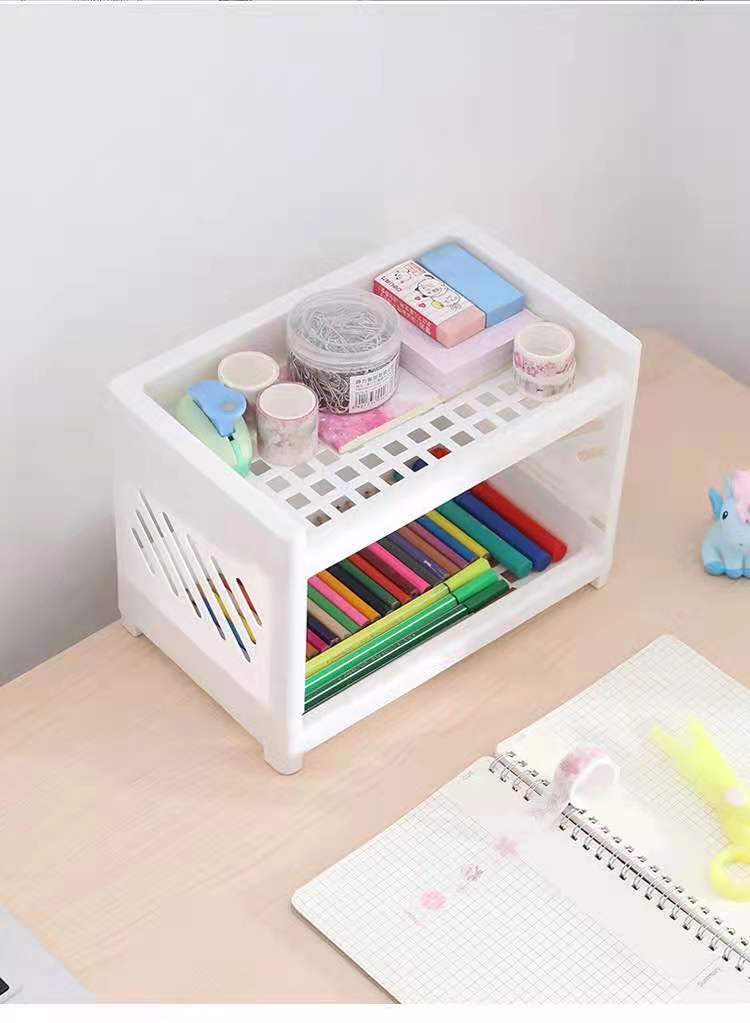 桌面双层置物架多功能收纳架办公收纳文具书本整理架卧室储物架-阿里巴巴