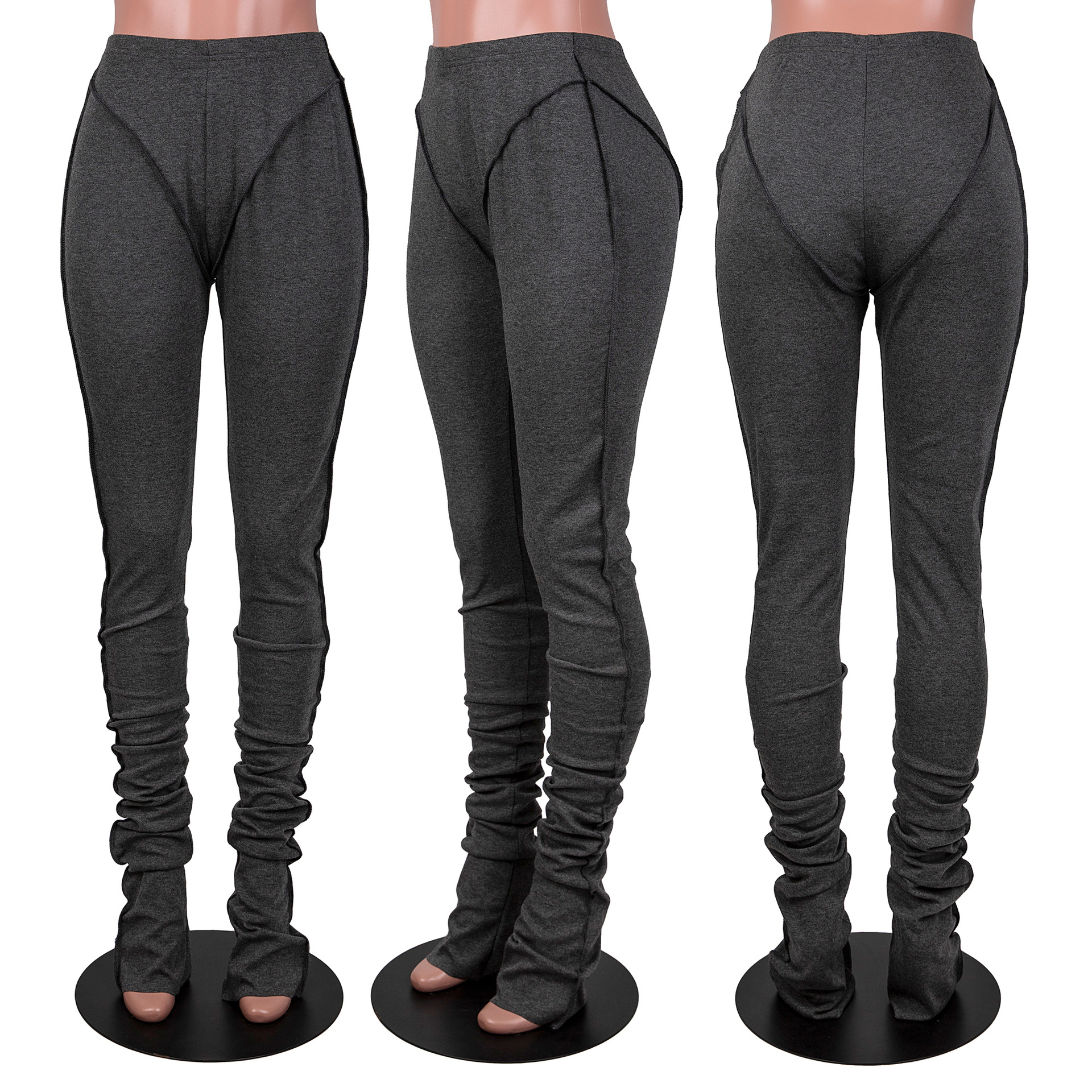 HR8187 欧美时尚女装 2021秋冬新款 棉质面料自定义堆叠堆堆裤-阿里巴巴