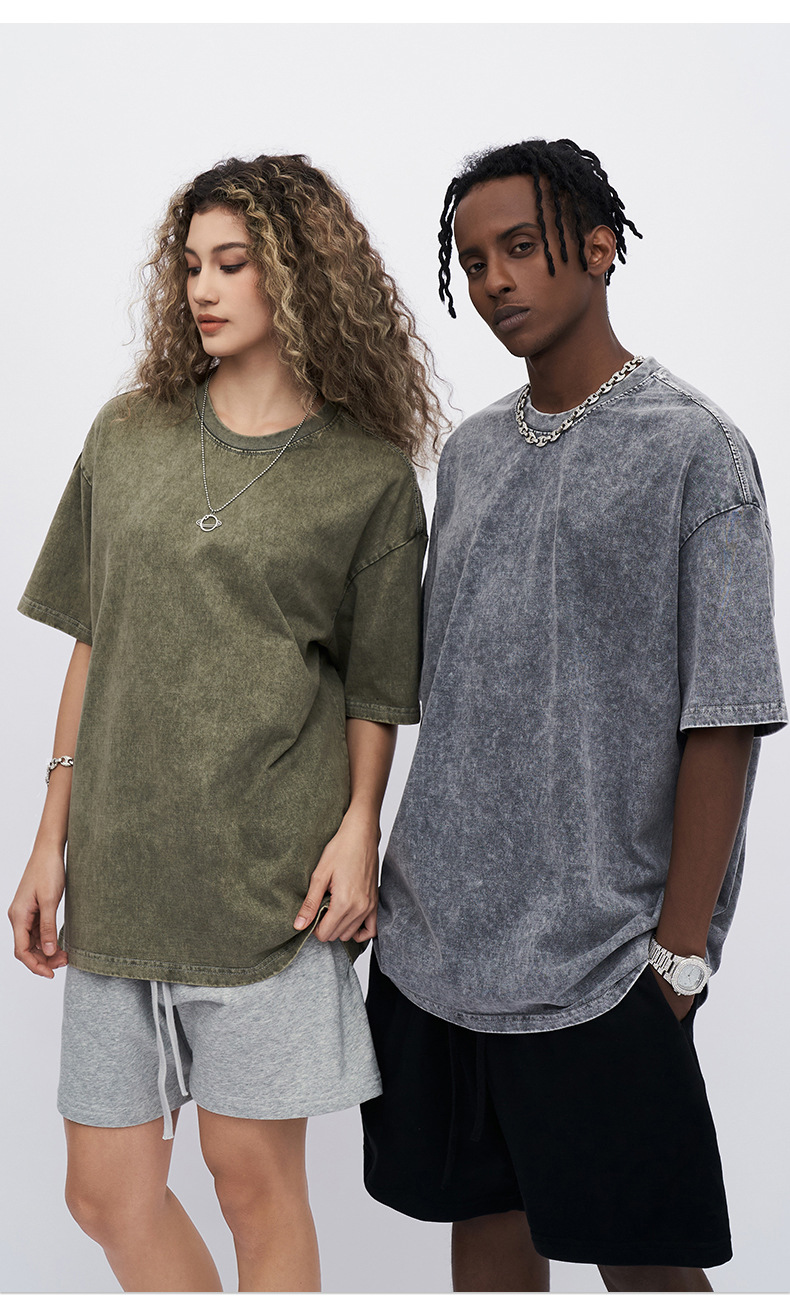 RFSD男装|巴家平替285G重工水洗蜡染圆领短袖美式重磅潮牌T恤男-阿里巴巴