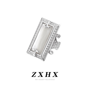 s925纯银复古夸张白贝长方形戒指微镶锆石轻奢欧美个性小众食指环-阿里巴巴