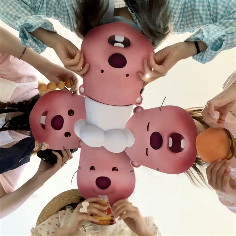 露比海狸头套桌摆手持牌loopy生日快乐氛围头套姐妹搞怪派对道具-阿里巴巴