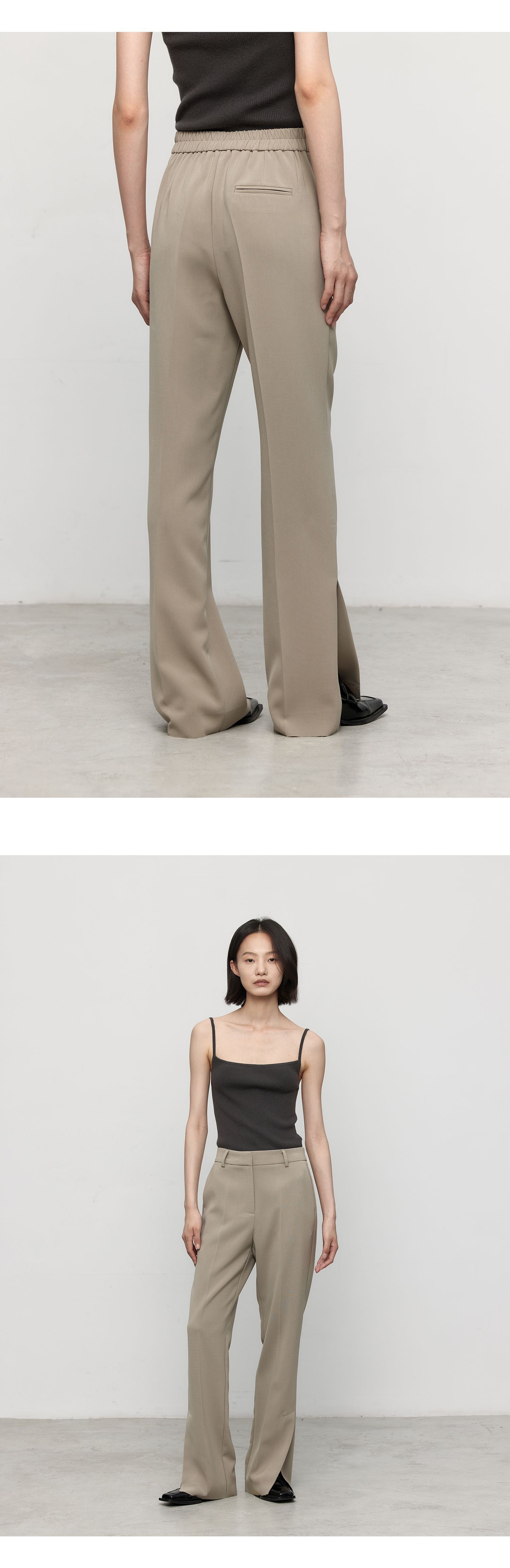 【识几】秋季新款极简中低腰精裁开衩显瘦微喇休闲通勤西裤M5308-阿里巴巴