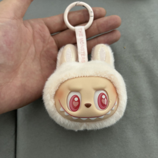 外贸专供labubu头型挂件毛绒款挂饰钥匙扣搪胶马卡龙可爱玩偶娃娃-阿里巴巴
