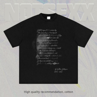 NOTSEXX 莎士比亚 仲夏夜之梦 vintage直喷260g美式boxy短袖t恤男-阿里巴巴