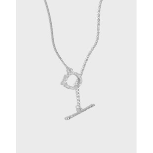 601韩版ins小众设计感极简百搭OT扣链条质感S925纯银锁骨链项链女-阿里巴巴