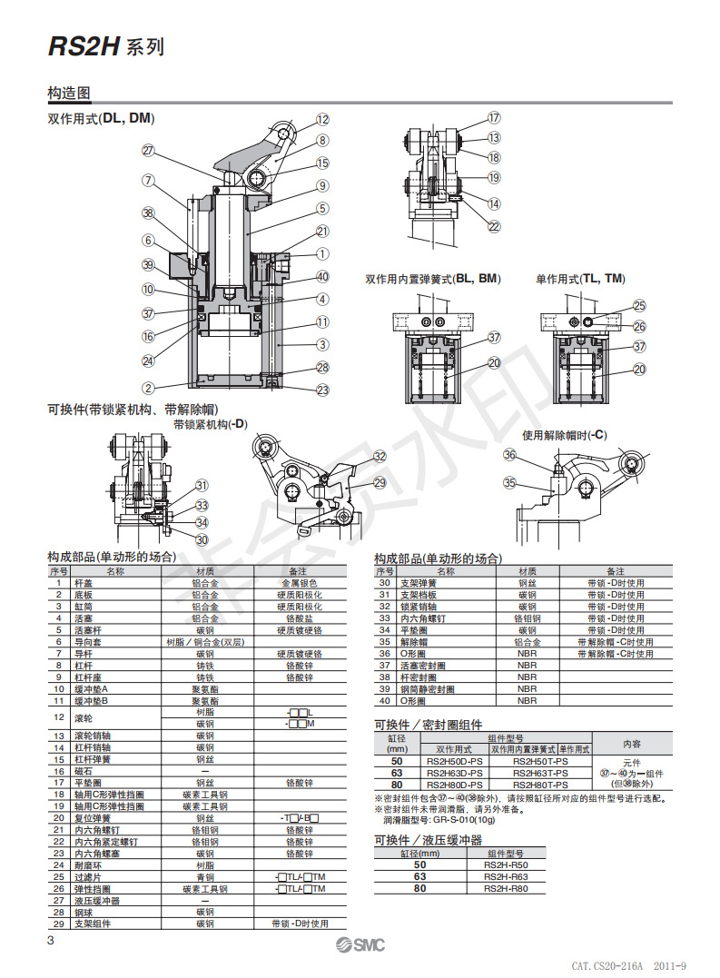 SMC重载型止动气缸RS2H63-30DL/TL/ML-阿里巴巴