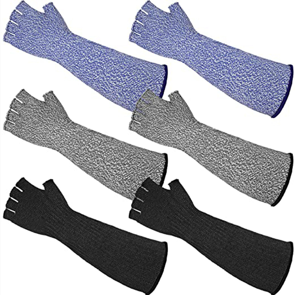 现货HPPE防割护臂5级耐磨防切割防护劳保带拇指洞防护袖套魔术贴-阿里巴巴