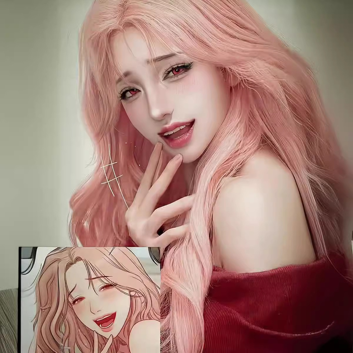 Zicen wig female long hair cos Wu Huila medium bangs big waves long ...