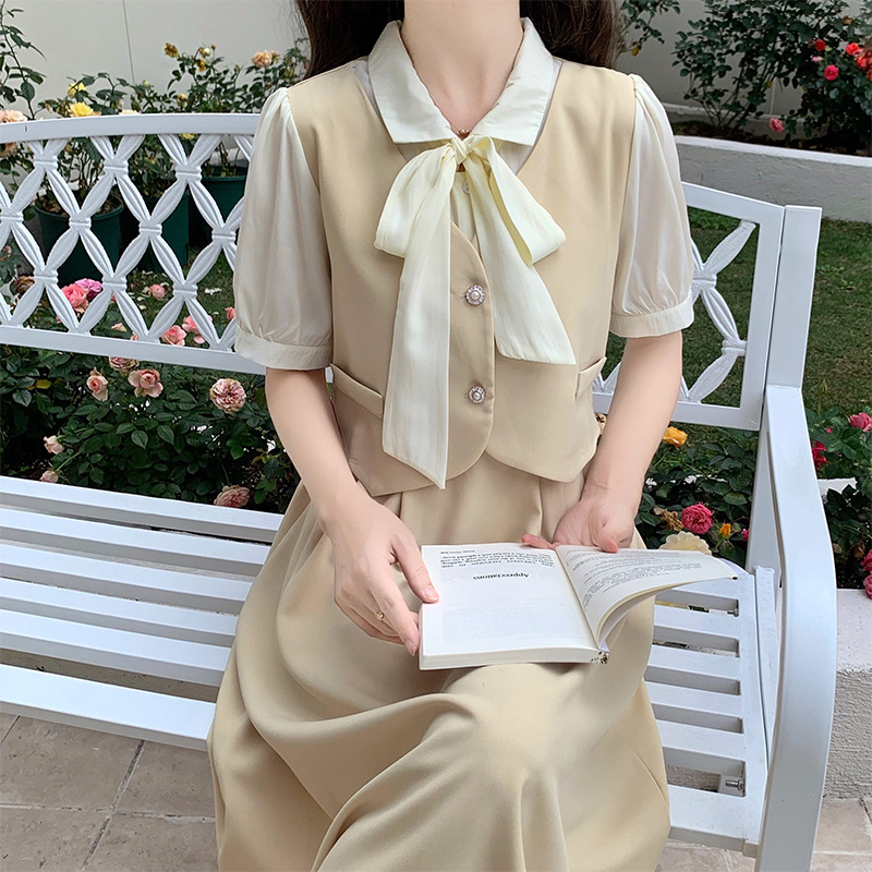 Short sleeve chiffon dress women's 2024 Summer new preppy style loose ...