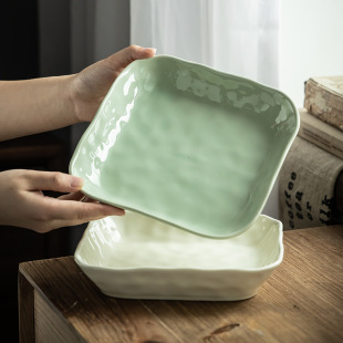 轻奢奶油风陶瓷方形盘子早餐盘饺子盘家用餐盘简约菜盘沙拉盘批发-阿里巴巴