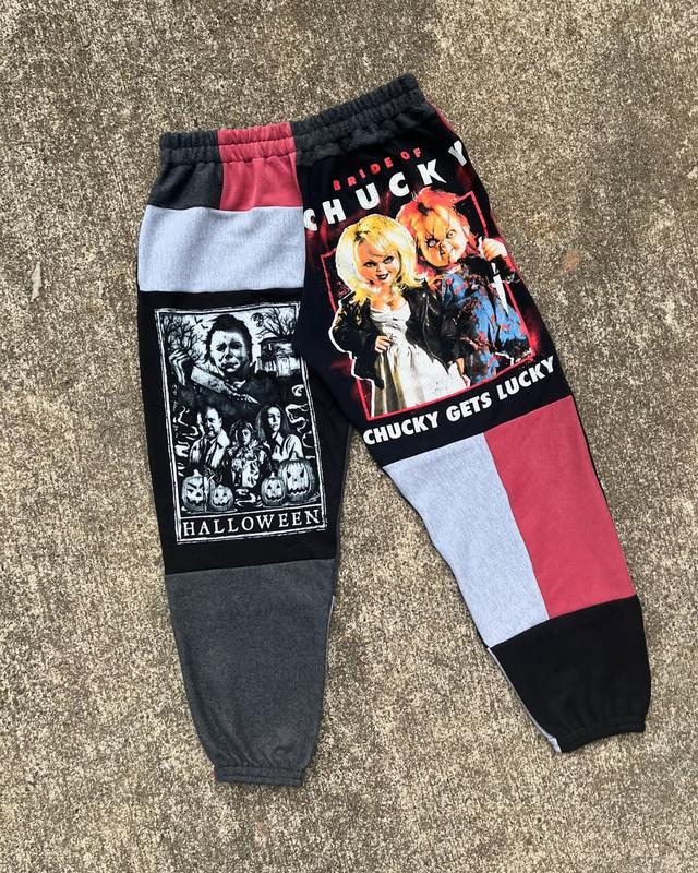 款Halloween Patchwork Joggers Horror Movie Sweatpants-阿里巴巴