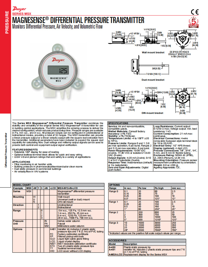 原装Dwyer德威尔MSX-W13-PA W10 W12-LCD带显示微压差传感变送器-阿里巴巴
