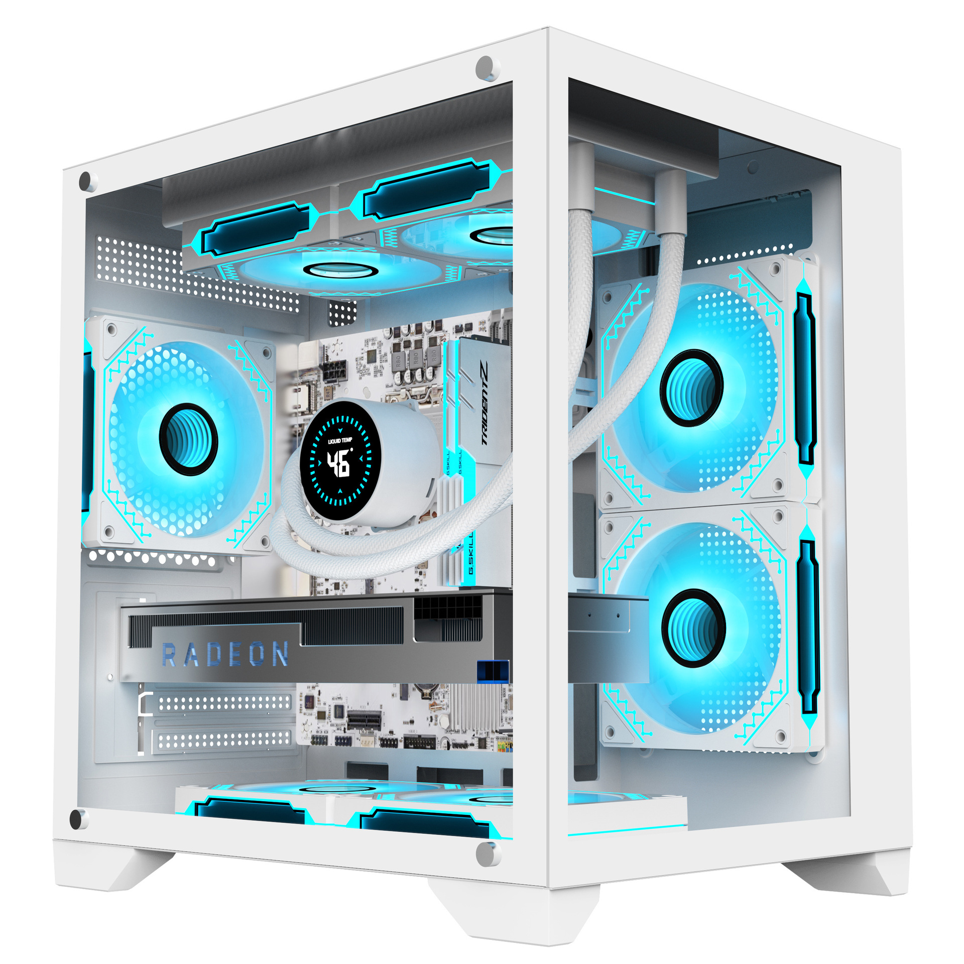 AY无立柱海景房MINI 电脑机箱台式机玻璃透明matx主板240水冷白色-阿里巴巴