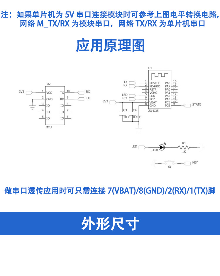 ZX-D35低功耗蓝牙模块无线串口通信透传BLE5.1外置天线接收模块-阿里巴巴