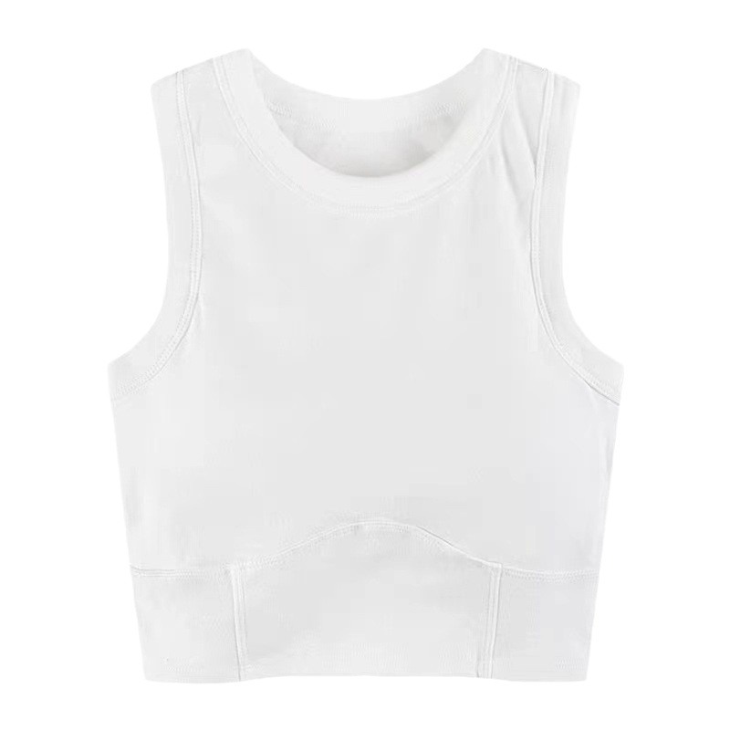 Solid Color Hot Girl Sleeveless I-Shoulder Wide Vest with Chest Pad ...