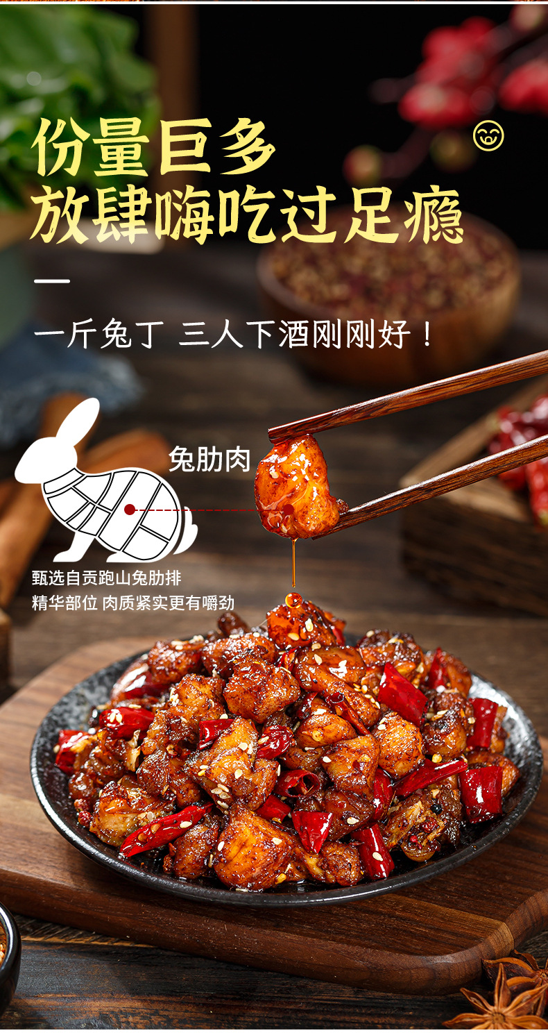 冷吃兔自贡四川成都特产麻辣兔子肉兔头兔腿下酒菜下饭菜小吃零食-阿里巴巴