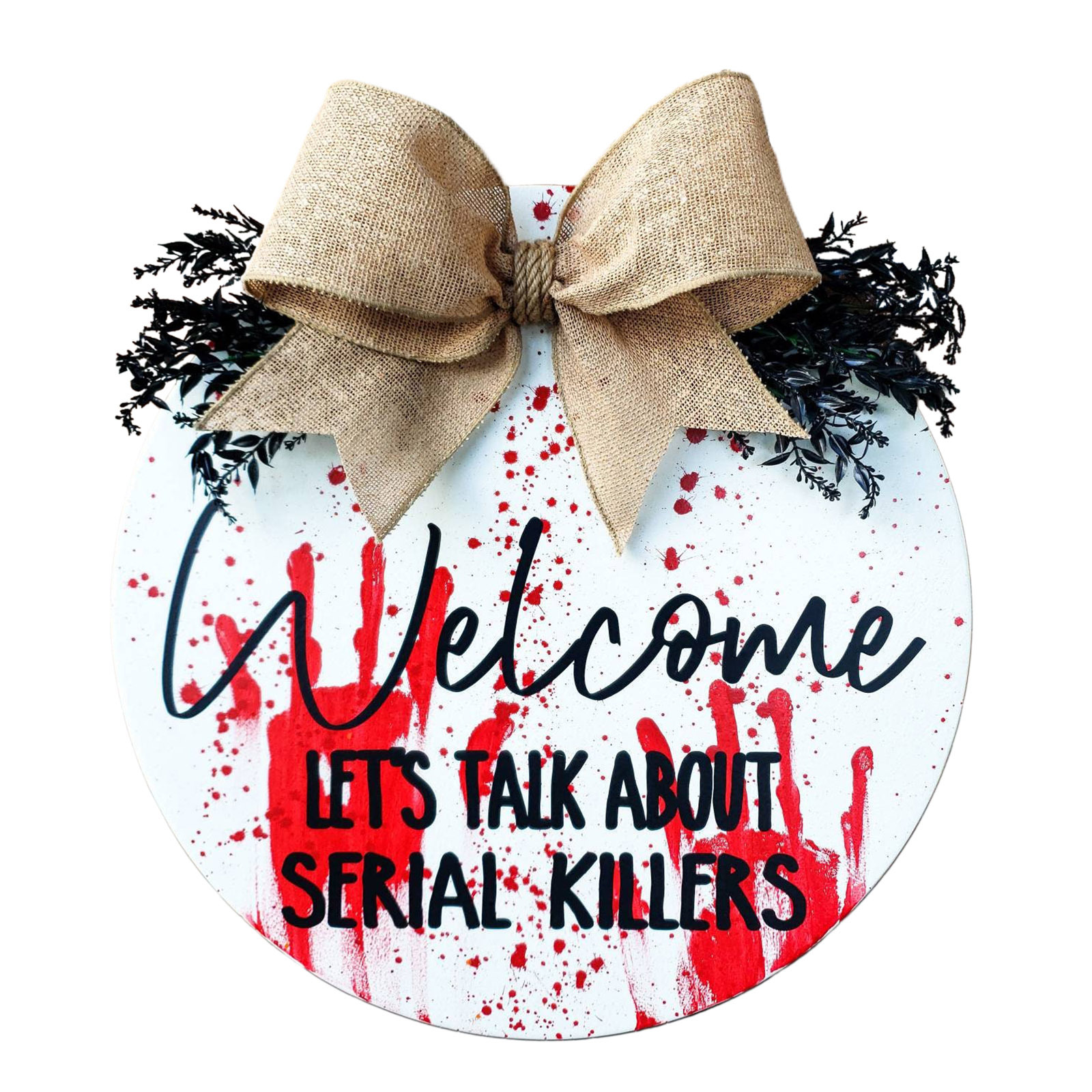 Horror Welcome Sign 前门的恐怖欢迎标志节日门牌万圣节花圈装饰-阿里巴巴