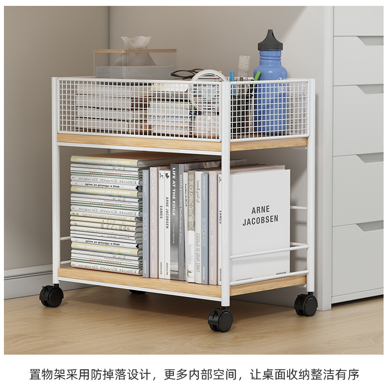 可移动书架带轮书桌旁放书包置物架落地铁艺书本收纳简易学生书柜-阿里巴巴