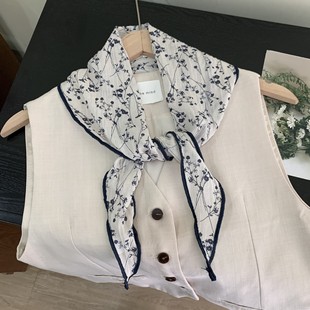 2024春夏季季新款菱形丝巾女油画配衬衫领巾小围巾发带绑包飘带-阿里巴巴