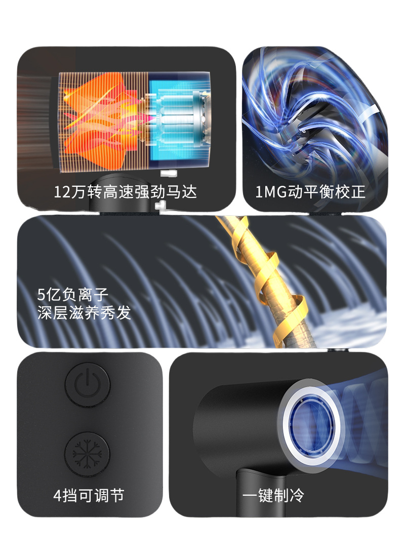 戴HD18水管森吹风机高速恒温弯管无叶supersonicr无刷电机负离子-阿里巴巴