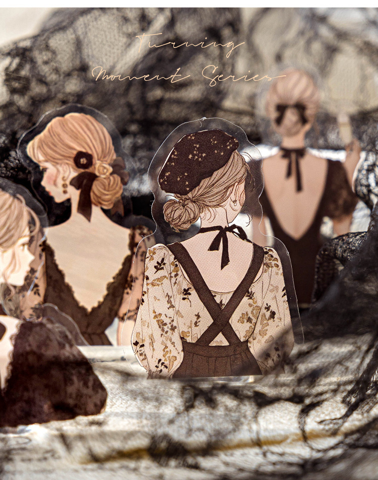 陌墨PET贴纸包 转身时刻 复古人物背影素材手账diy造景装饰拼贴画-阿里巴巴