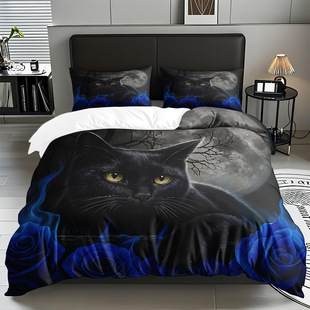 亲肤萌系小猫咪数码印花被套套件厂家直销来图可定承接TEMU/JIT-阿里巴巴