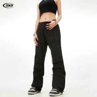 11KN美式工装裤设计感休闲裤夏季宽松Cleanfit直筒阔腿降落伞兵裤-阿里巴巴