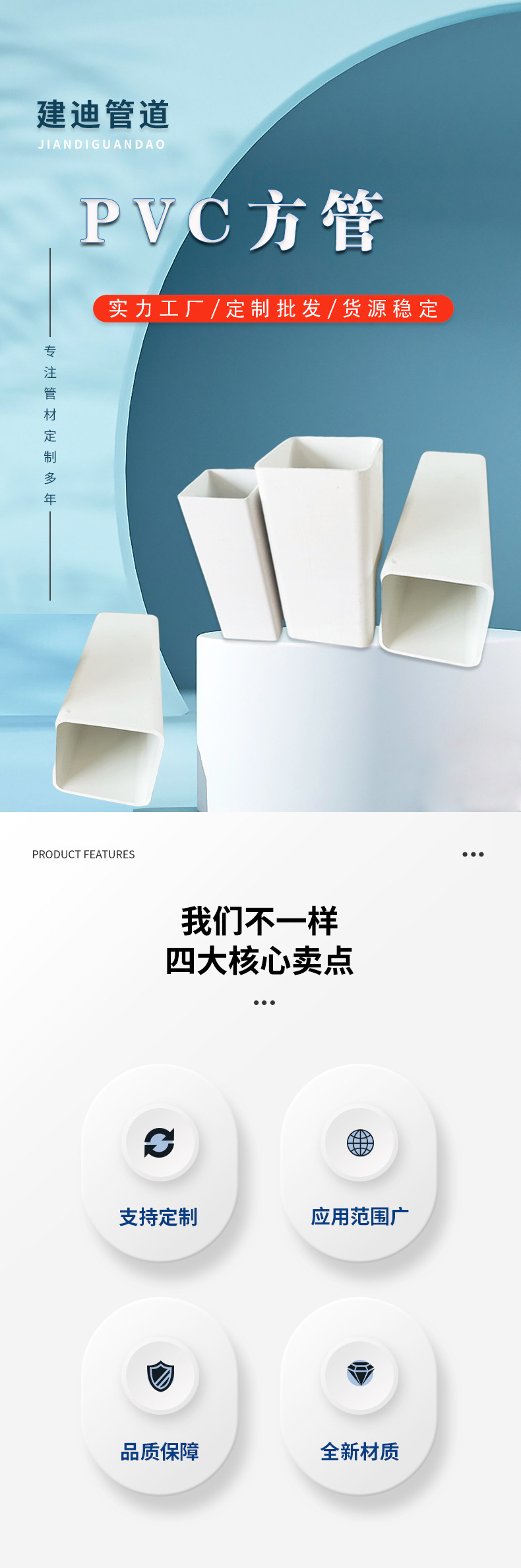 定制生产PVC方管多规格 地埋穿线方管长度可定制下落雨水方管通风-阿里巴巴