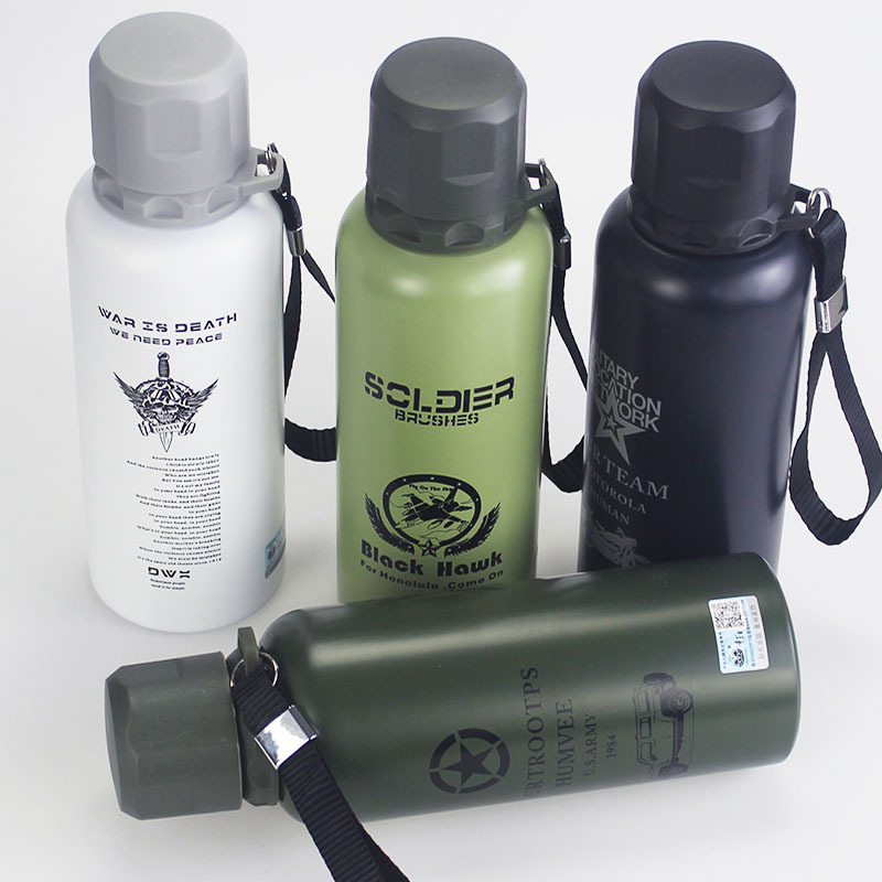 夏令营不锈钢450ML迷彩烤漆户外运动水壶真空军事风格保温杯印字-阿里巴巴