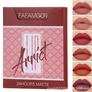FAFAMOON哑光雾面丝绒持久不沾杯防水多色6只唇彩唇釉套装新款跨-阿里巴巴