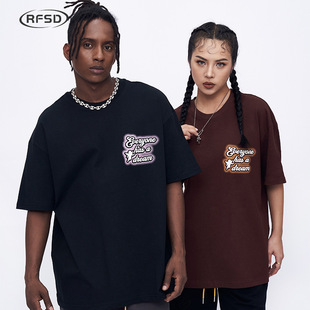 RFSD男装|重磅230g精梳棉T恤2024春夏新款宽松潮牌印花字母短袖男-阿里巴巴