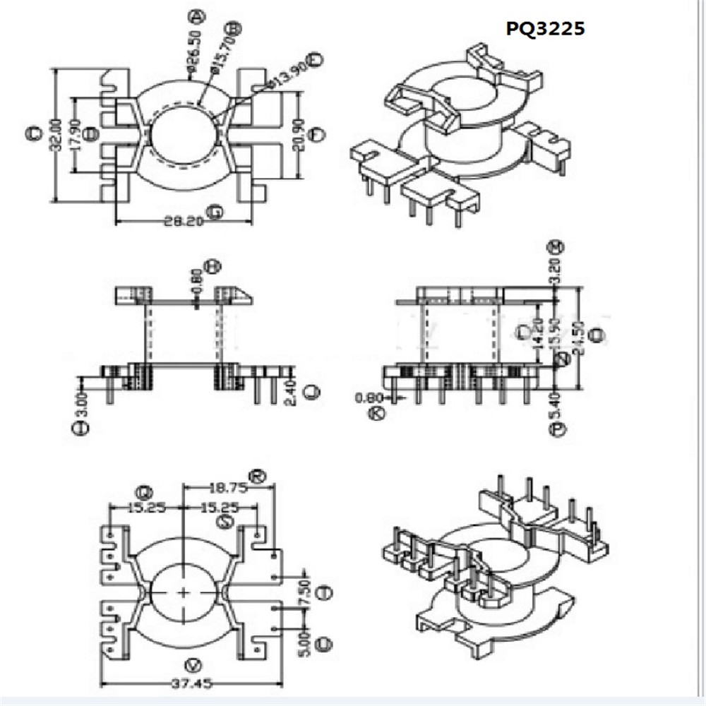 PQ32变压器骨架PQ32电木骨架PQ3225立式骨架BOBBIN 6-2-4-阿里巴巴