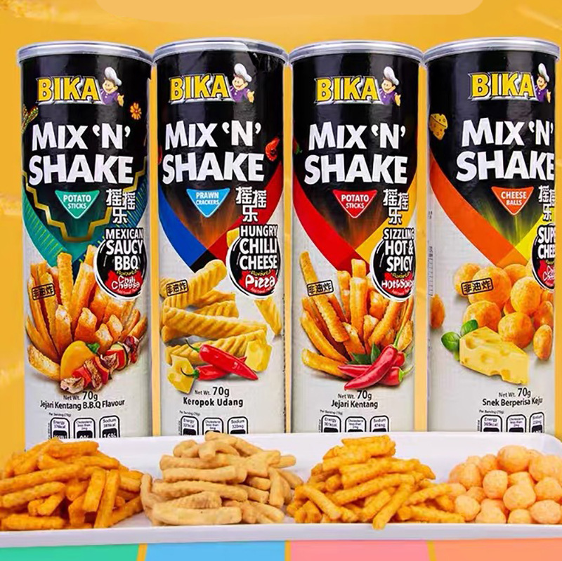 马来西亚进口 BIKA摇摇乐烧烤味薯条虾条芝士球膨化小零食怀旧70g-阿里巴巴