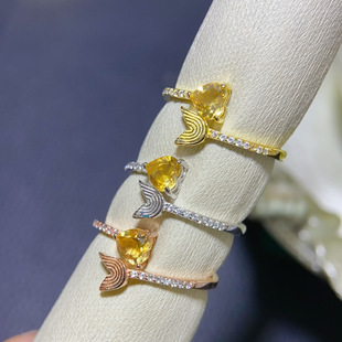 天然招财黄水晶戒指戒面颗颗全净体精工镶嵌裸石规格5*5ms925纯银-阿里巴巴