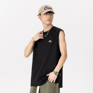 T3315|大码男装夏季新款日系260G无袖坎肩T恤男宽松潮牌运动背心-阿里巴巴