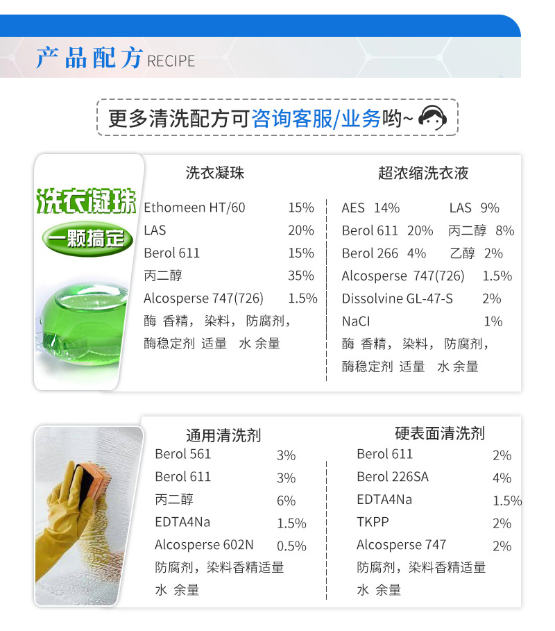 Berol 611 非离子表面活性剂 诺力昂油污清洁剂 洗衣液洗洁精原料-阿里巴巴